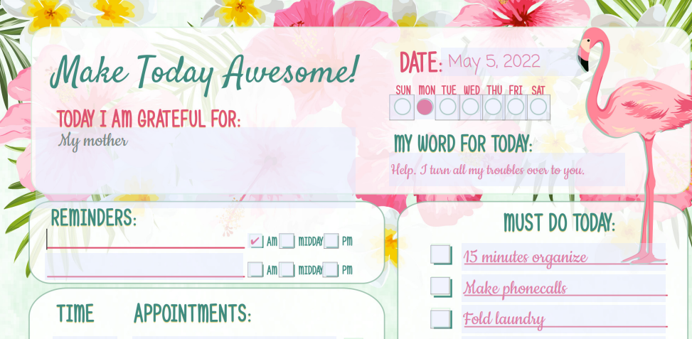 FLAMINGO DAILY PLANNER