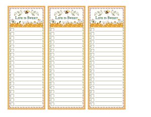 Bee Cards and Shopping Lists